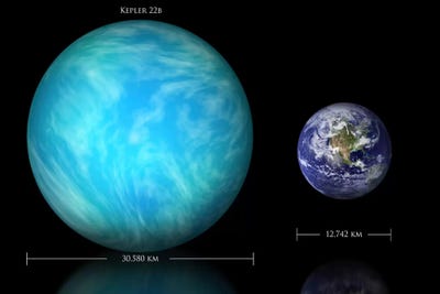 Planet Kepler 22b And Earth