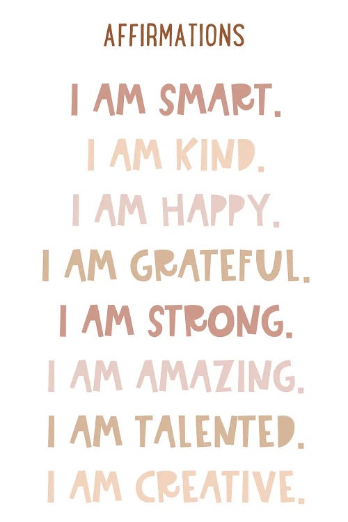 Neutral Positive Affirmations - Canvas Wall Art | Tiny Treasure Prints