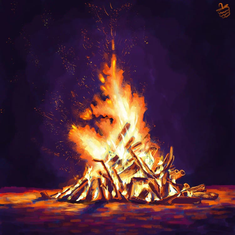 Beach Bonfire Canvas Wall Art by Very Berry | iCanvas