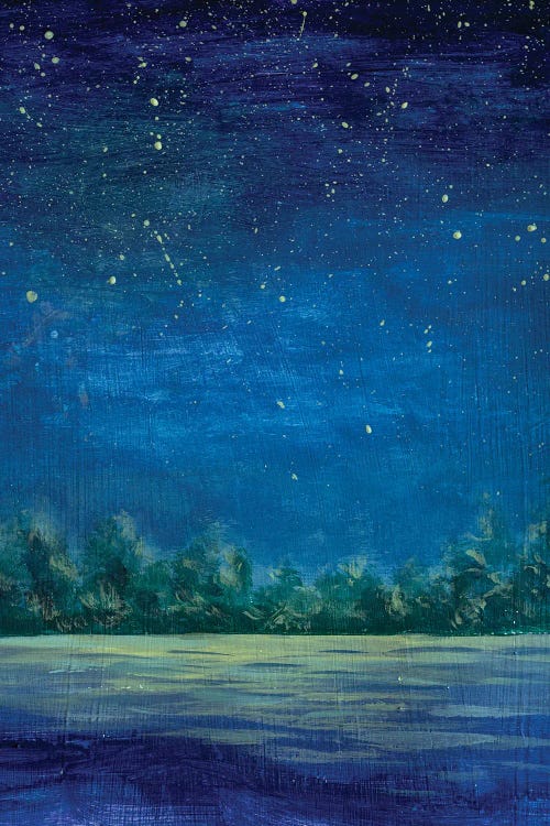 Beautiful Night Starry Sky, Blue Co - Canvas Wall Art | Valery Rybakow