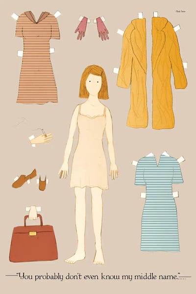 The Margot Tenenbaum Paper Doll Ca - Canvas Wall Art | Claudia Varosio