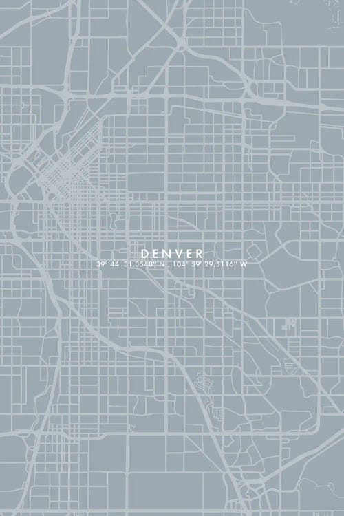 Denver City Map Simple Color Canva - Canvas Wall Art | WallDecorAddict