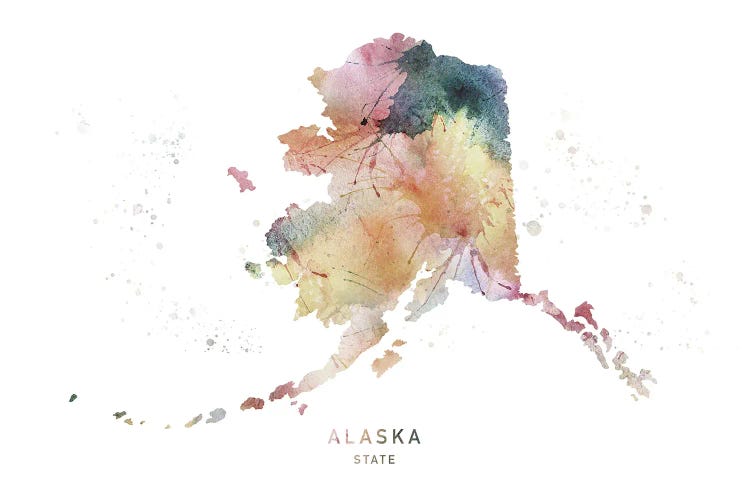 Alaska Watercolor State Map Canvas - Canvas Wall Art | WallDecorAddict