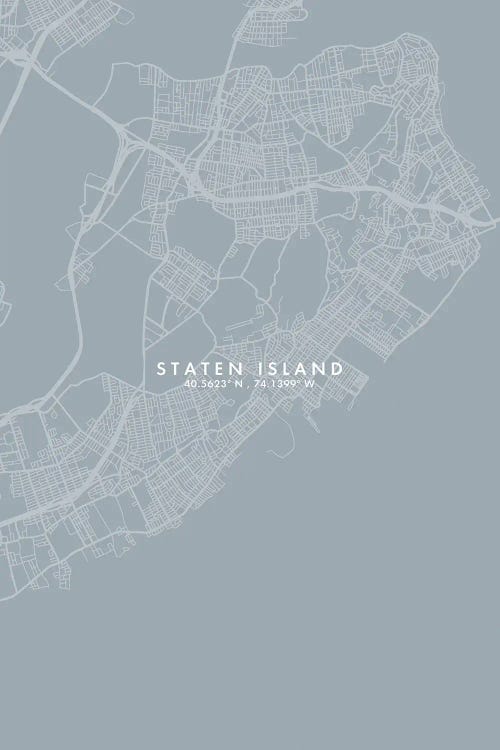 Staten Island Map Canvas Wall Art by Michael Tompsett | iCanvas