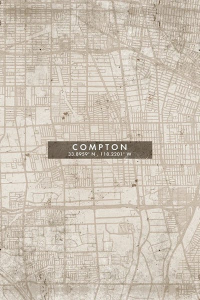 Compton City Map Abstract Style Ca - Canvas Wall Art | WallDecorAddict