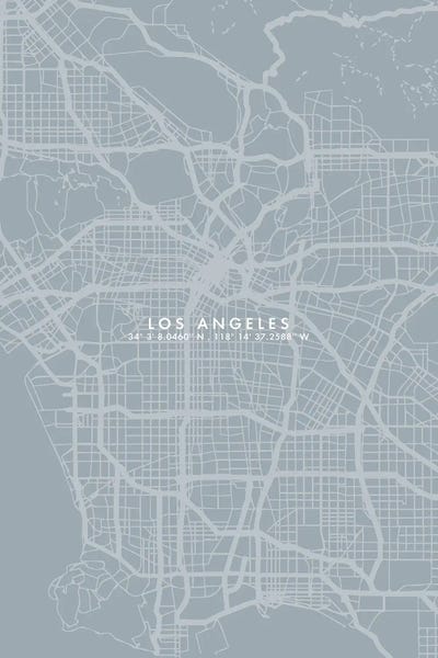 Los Angeles City Map Simple Color Art Pr - Art Print | WallDecorAddict