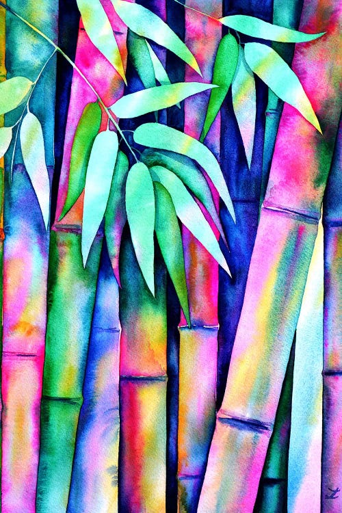 Rainbow Bamboo Canvas Wall Art by Zaira Dzhaubaeva | iCanvas